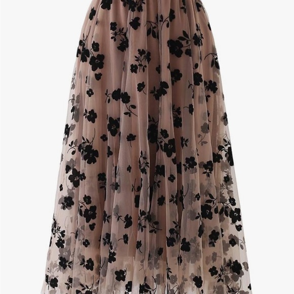 Chicwish | Skirts | Chicwish Elegant Black Floral Skirt | Poshmark